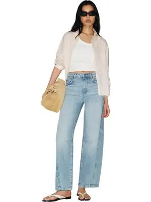 REFORMATION Tyler Mid Rise Barrel Jeans - Blue
