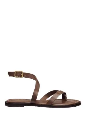 REFORMATION Jane Flat Sandal Mocha Leather