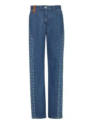 Mcm Monogram Jacquard Denim Jeans - Denim Blue