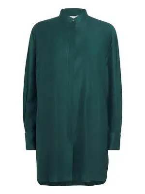 Max Mara Cotton Satin Oversized Shirt - Green