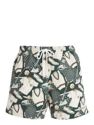Ralph Lauren Tennis Print Amalfi Swim Shorts Green