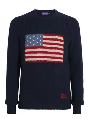Ralph Lauren Flag Intarsia Cashmere Sweater - Navy