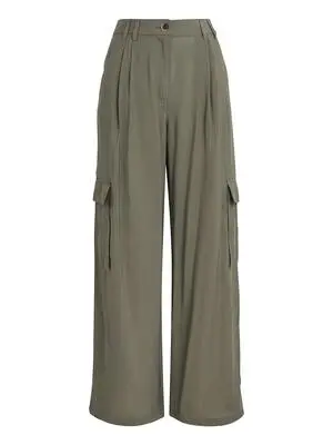 Max & Co. Pleated Wide-leg Cargo Trousers - Green