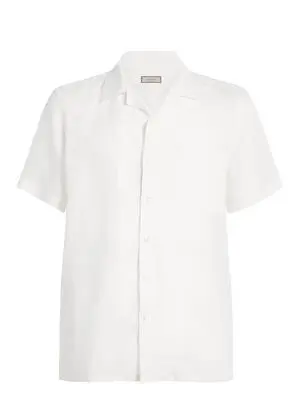 Canali Linen Notched-collar Shirt White