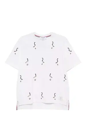 Thom Browne Embroidered-motif T-shirt - White