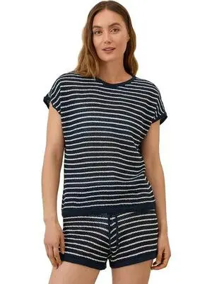 PACT Beachside Linen Short Sleeve Top - Capri Stripe