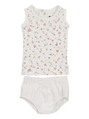 MANIÈRE Pointelle Petals Tank & Bloomers Set - Ivory
