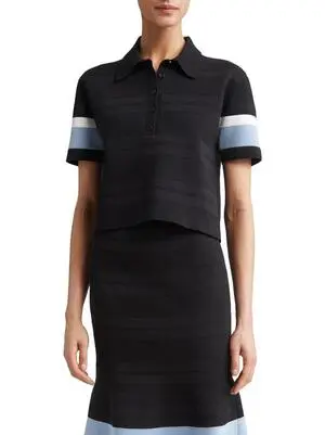 Carolina Herrera Striped Knit Polo - Black Multi