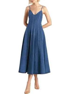 FREEMARKET Sleeveless Denim Midi Dress - Denim Blue