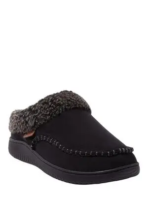 DEARFOAMS Marshall Microsuede Moccasin Clog Slippers - Black