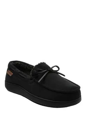 DEARFOAMS Pierce Microsuede Moccasin Slipper - Black