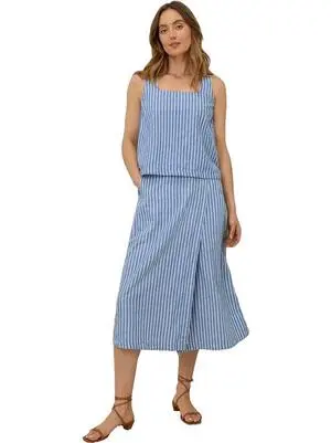 PACT Canopy Linen Wrap Skirt - Bondi Stripe