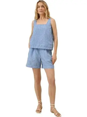 PACT Canopy Linen High-waisted Short - Bondi Stripe
