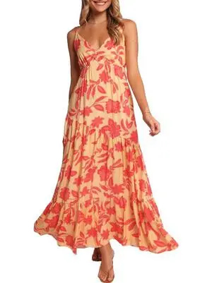 PETAL & PUP Forbes Print Maxi Dress - Red Floral