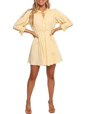 PETAL & PUP Russell Long Sleeve Mini Dress - Yellow