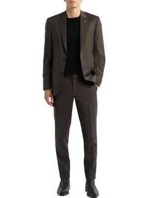 ALLSAINTS Ross Slim Fit Solid Stretch Wool Suit - Brown