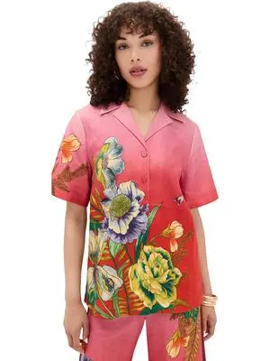 ALEMAIS Inez Floral Print Shirt - Pink Ombre