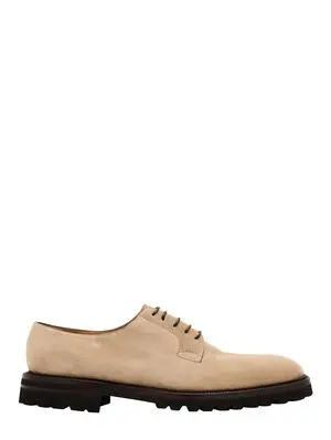 Bergdorf Goodman Suede Lug-sole Derby Shoes - Beige