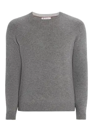 Brunello Cucinelli Cashmere English Rib Crewneck Sweater Cff33 Cloud