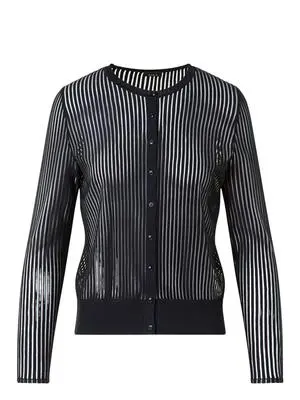 Akris Striped Sheer Cardigan - Black