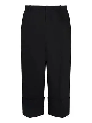 Vince Cuffed Wide-leg Trousers - Black