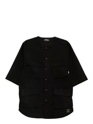 PEACE AND AFTER Short-sleeves Cotton Shirt - Black