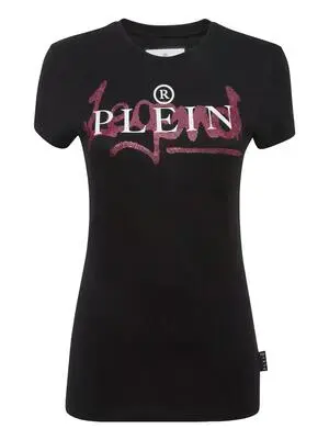 Philipp Plein Crystal-embellished Logo-print T-shirt - Black