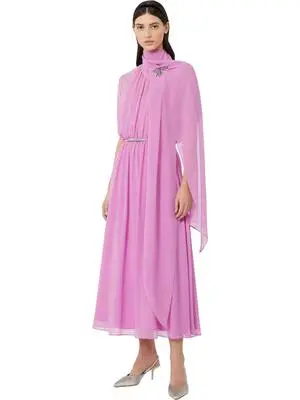 Max Mara Silk Georgette Dress With Removable Sash - Hydrangea Pink
