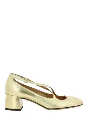 A.BOCCA 45mm Two For Love Crossover Pumps Gold