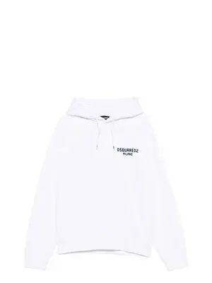 Dsquared2 'Just Right' Cotton Hoodie With Logo Bianco E Blu Navy