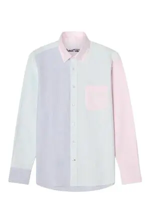Robert Talbott Harrison Button Down Fun Stripe Oxford Shirt - Navy/aqua And Pink