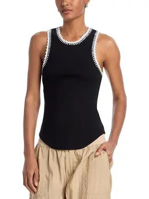 Cinq À Sept Crocheted Lizzie Tank Top - Black/ Ivory