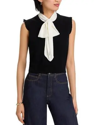 Cinq À Sept Chiara Tie-collar Top - Black / Ivory