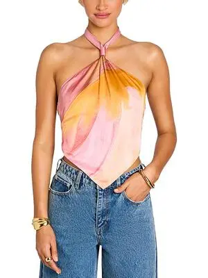 Retrofete Jamie Printed Halter Top - Contour Brushstroke