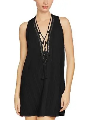 Robin Piccone Michel Lace-Up Tunic Dress Black