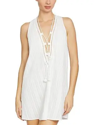 Robin Piccone Michel Lace-Up Tunic Dress White