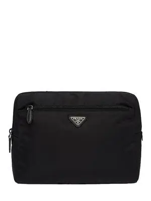 Prada Large Re-nylon Travel Pouch - Black/astral Blue