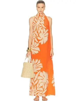 Johanna Ortiz Guitar Joy Maxi Dress - Clavel  Coral  & Ecru