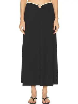 Johanna Ortiz Crinkle Keel Midi Skirt - Black & Ecru