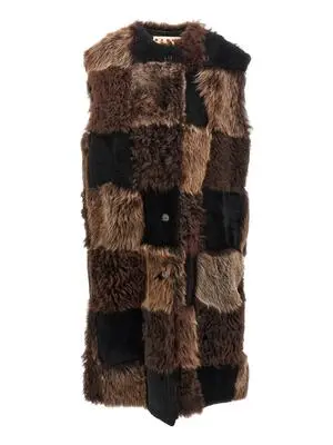 Marni Long Shearling Vest - Brown
