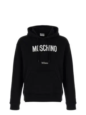 Moschino Logo Print Hoodie - Black