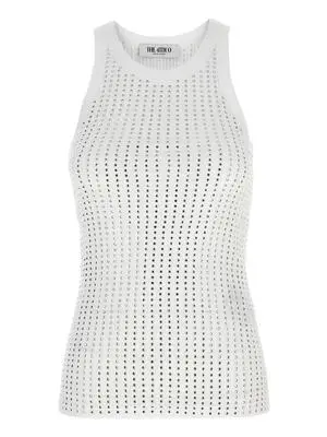 Attico Rhinestone Top - White