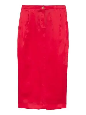 Khaite Lucian Silk Skirt Red