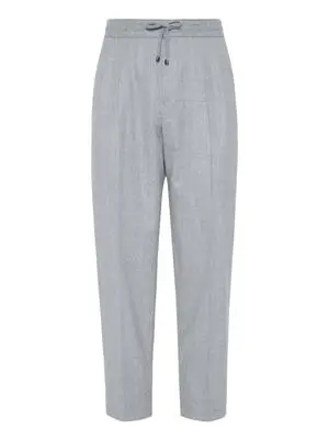 Brunello Cucinelli Wool Trousers Light Grey