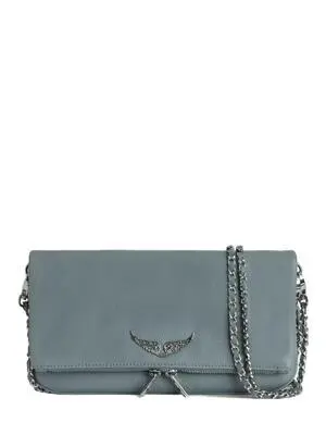 Zadig&Voltaire Grained Leather Clutch With Chain Grey