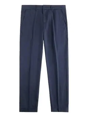 FAY Garment-dyed Stretch Poplin Capri Trousers - Blue