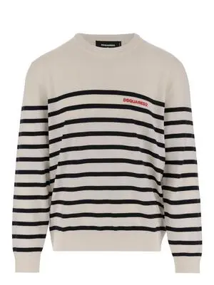 Dsquared2 Striped Wool Sweater - White