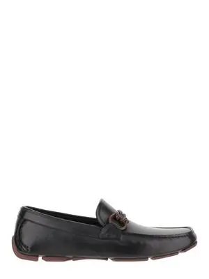 FERRAGAMO Gancini Ornamented Driver Loafers - Black