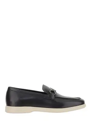 FERRAGAMO Gancini Leather Loafers - Black