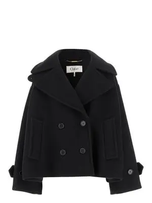 Chloé Wool-blend Double-breasted Jacket - Black